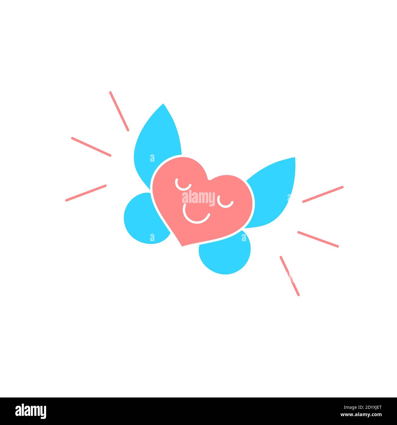 Flying heart with wings. Love icon. Cute happy heart logo Stock Vector ...