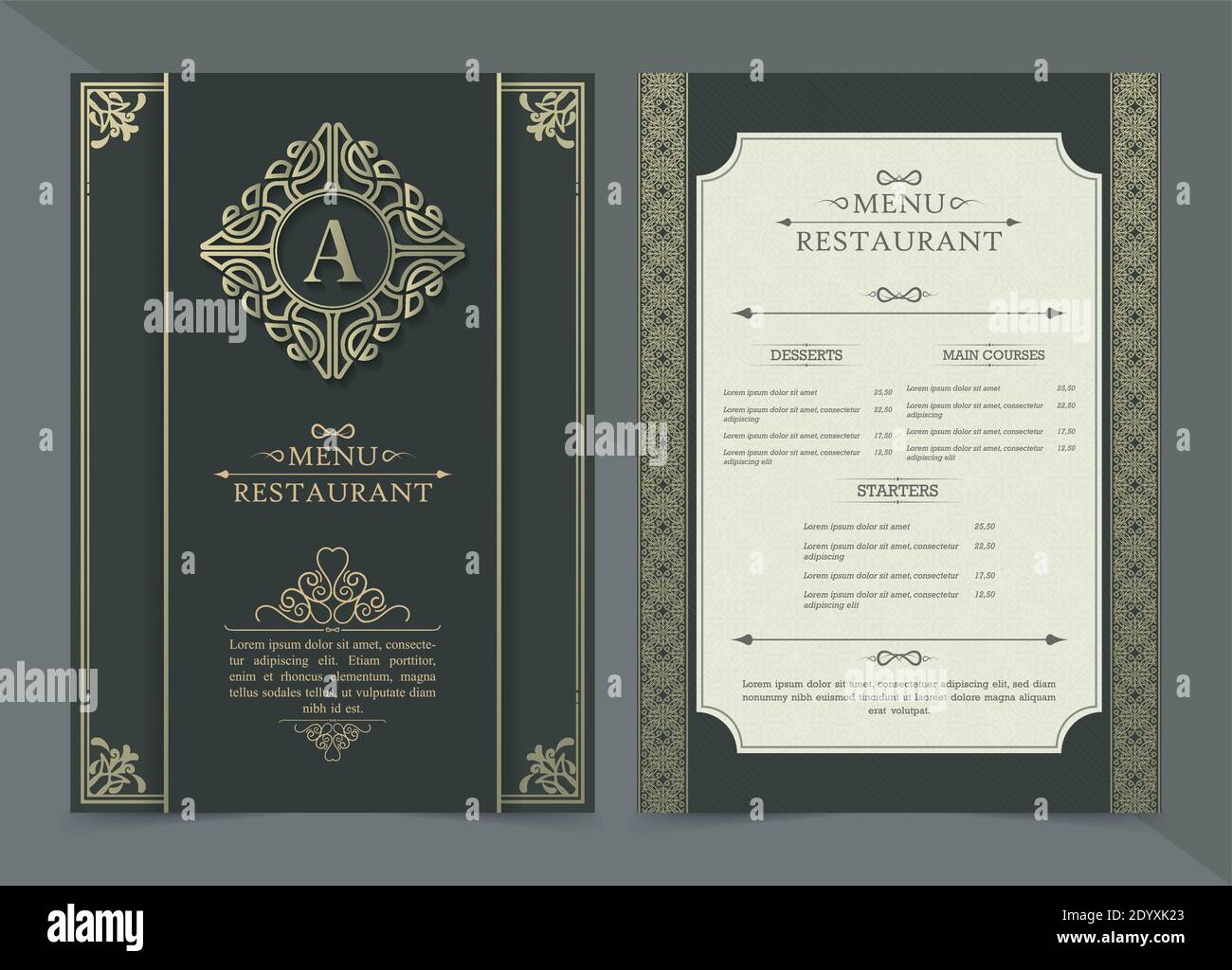 Menu restaurant luxury gift voucher design template Stock Vector Image ...