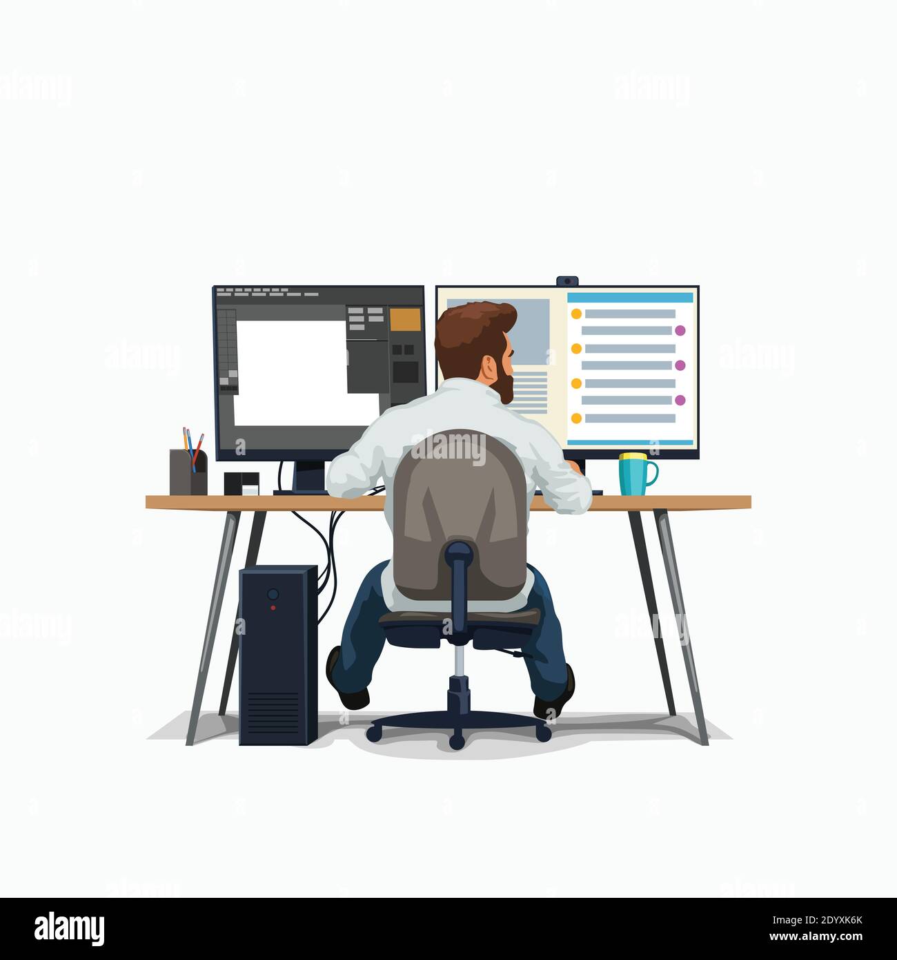 Young male creative working Stock Vector Images - Alamy