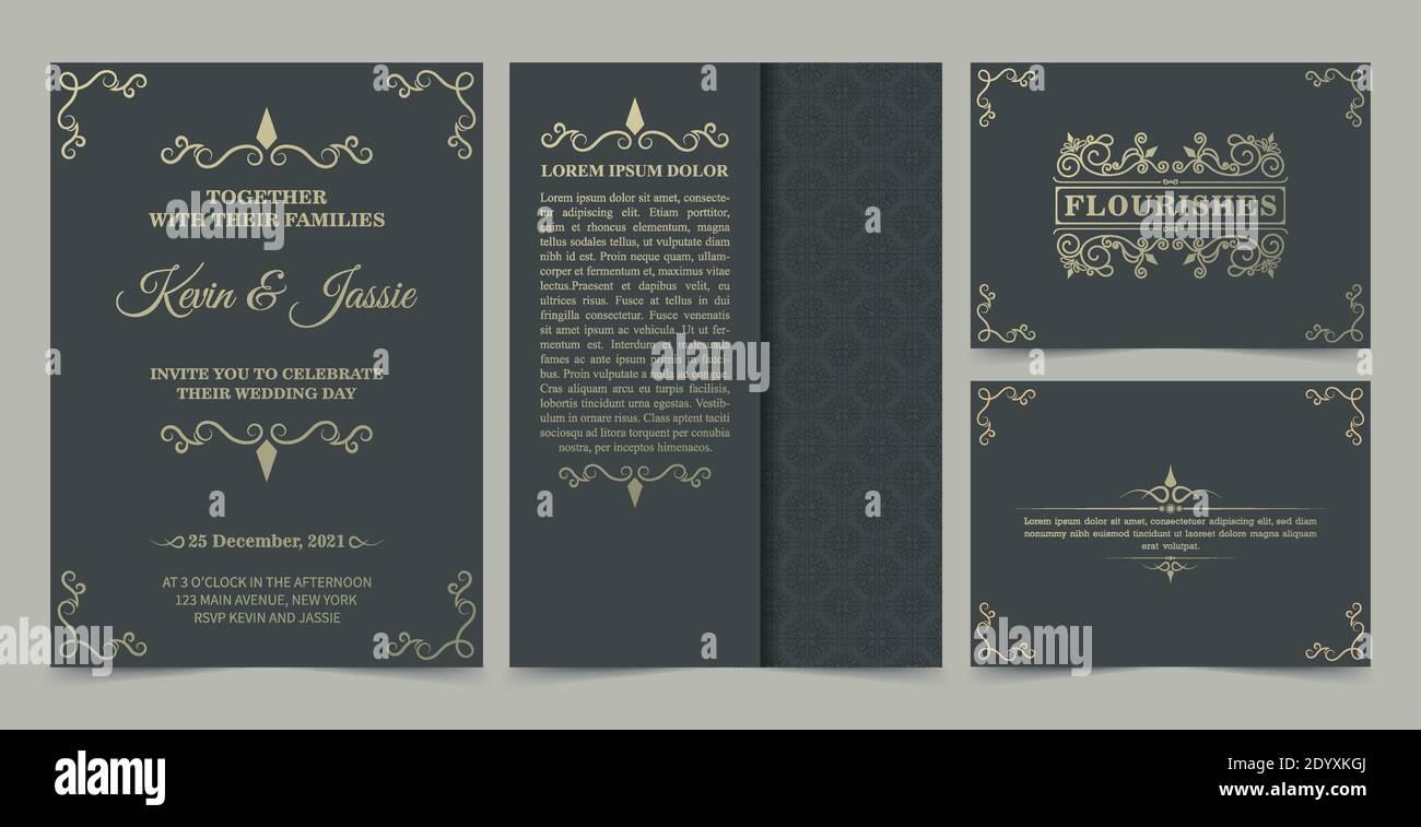 collection Invitation card vector design vintage style Stock Vector ...