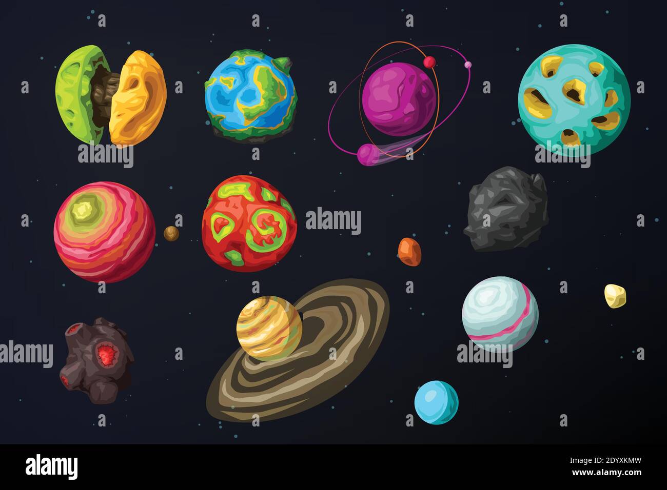 various colorful alien planets set in space Stock Vector Image & Art ...