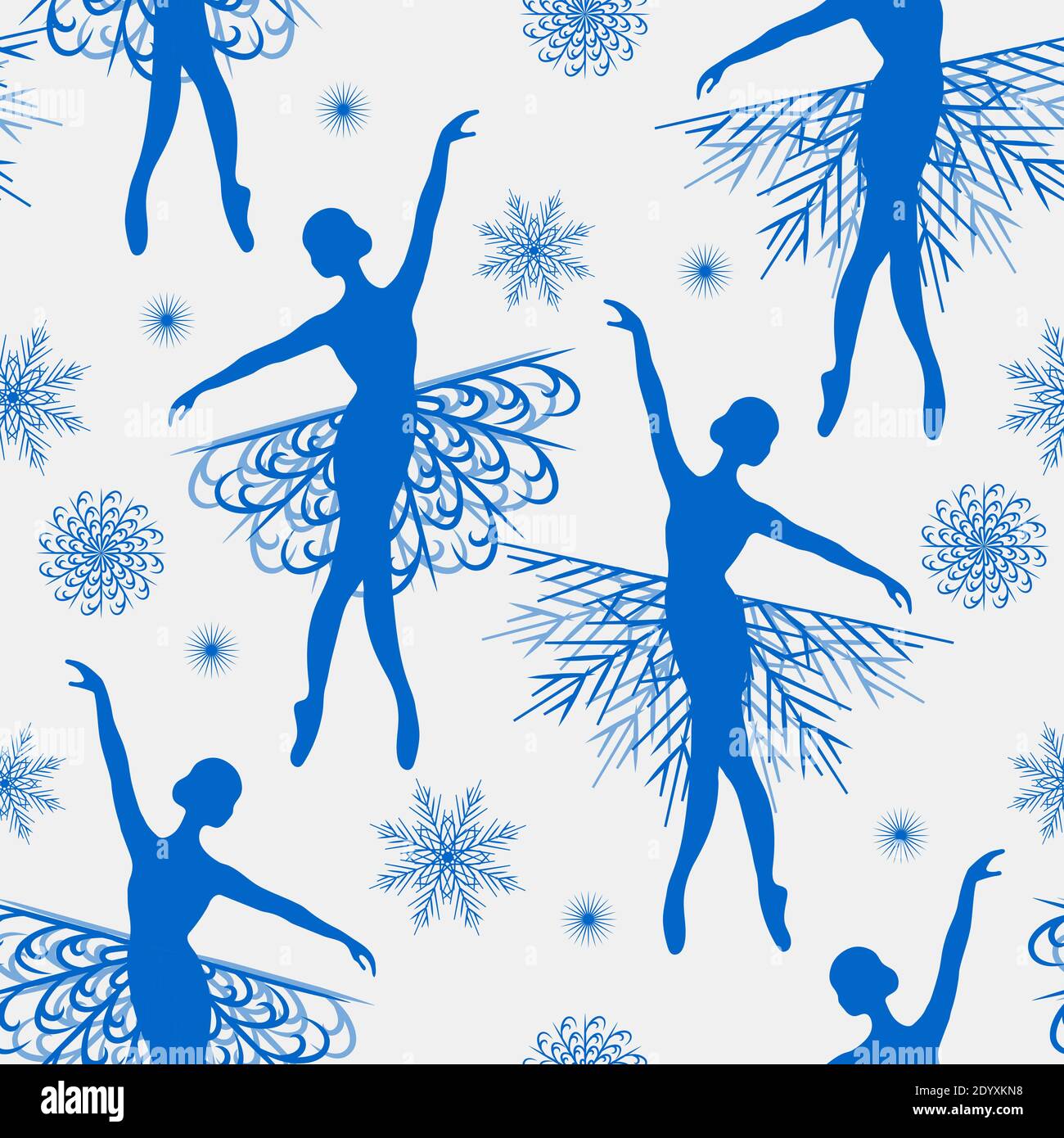 Seamless pattern with the ballerina and snowflakes Stock Vector Image ...