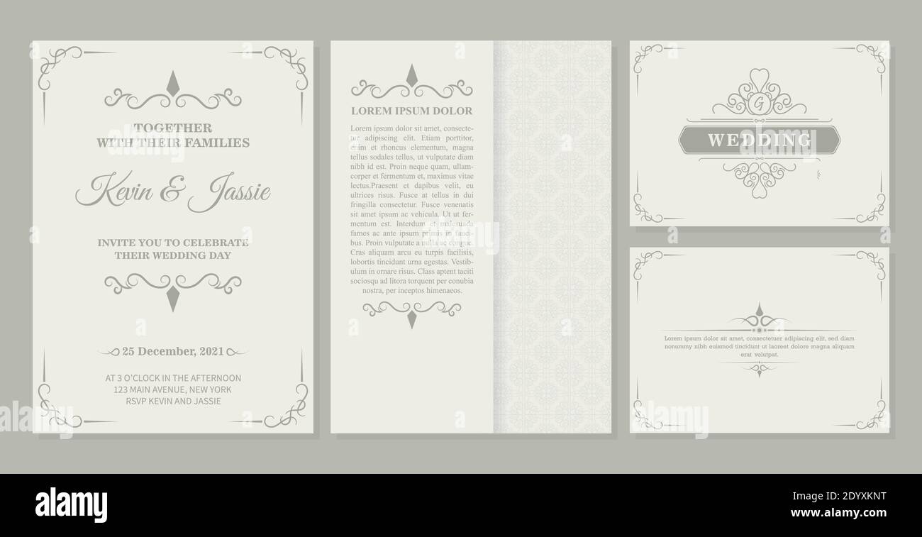 collection Invitation card vector design vintage style Stock Vector ...