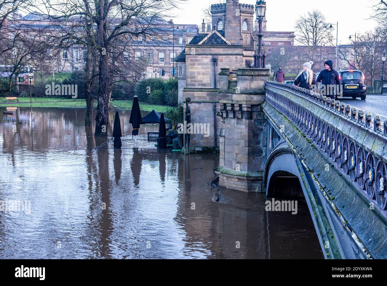 York, UK. 28th Dec, 2020. The river Ouse continue to rise in York with ...