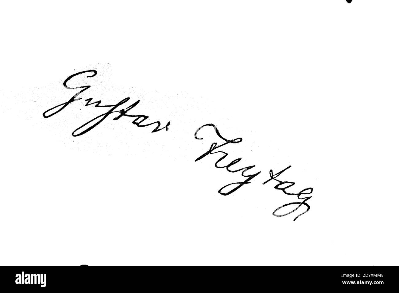 Signature, handwriting of Gustav Freytag / Unterschrift, Handschrift ...