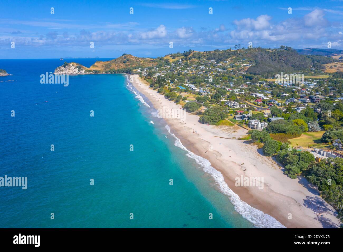 Aerial view of Hahei beach at Coromandel peninsula, New Zealand Stock ...