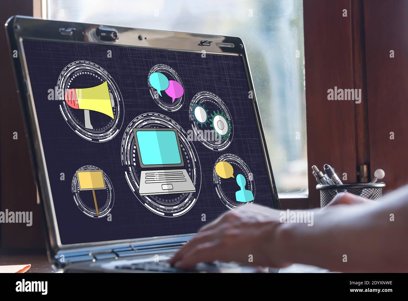 Laptop screen displaying a digital marketing concept Stock Photo - Alamy