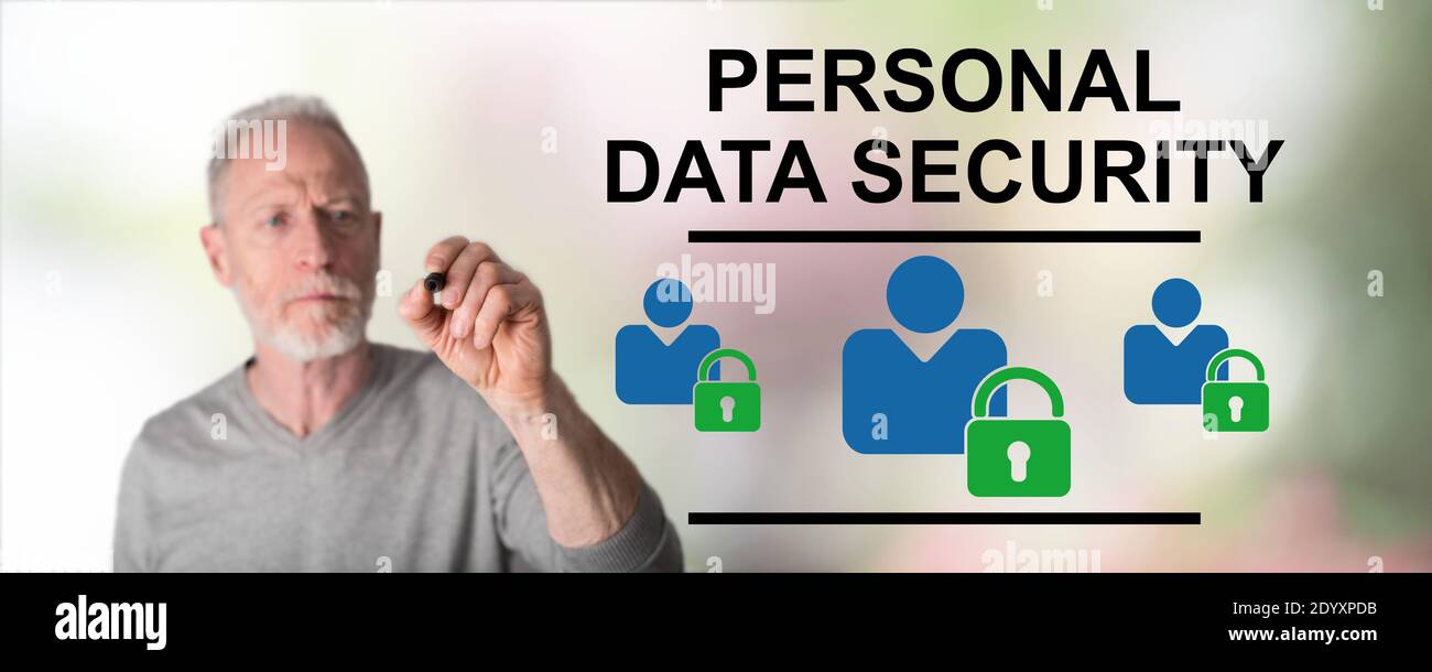 Personal data security concept drawn by a man Stock Photo - Alamy