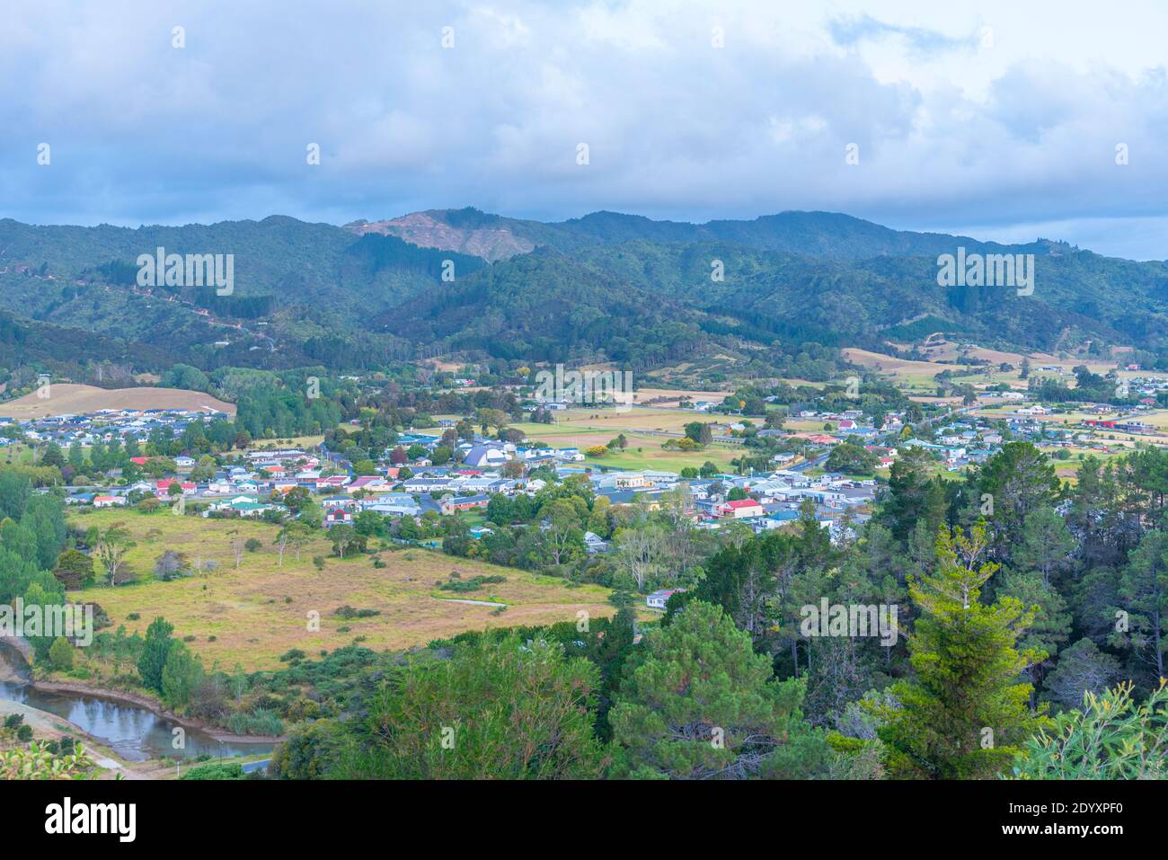 Aerial view of Coromandel town, New Zealand Stock Photo - Alamy