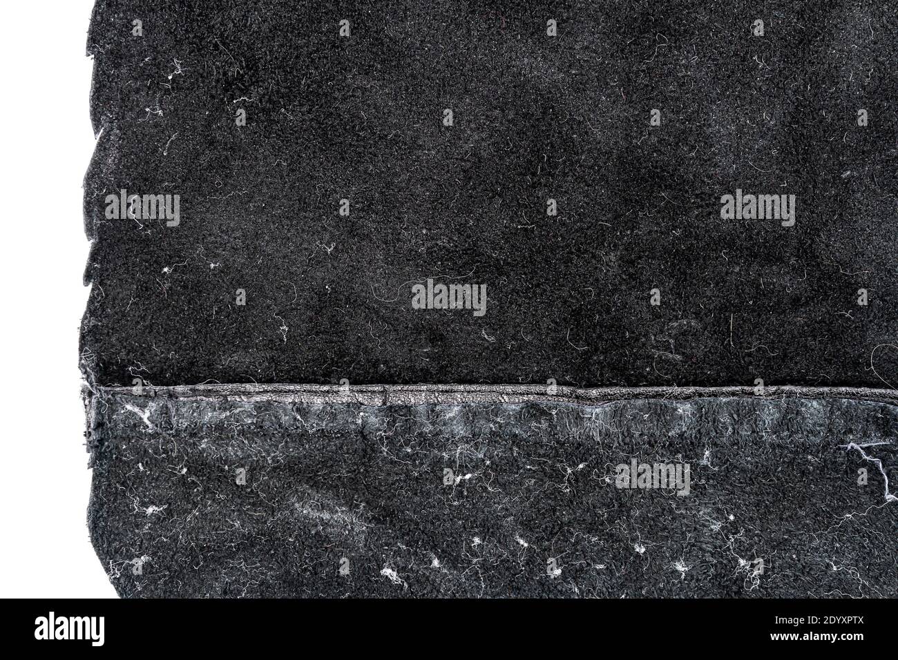 Piece of messy black leather isolated on white background. Crumpled ...