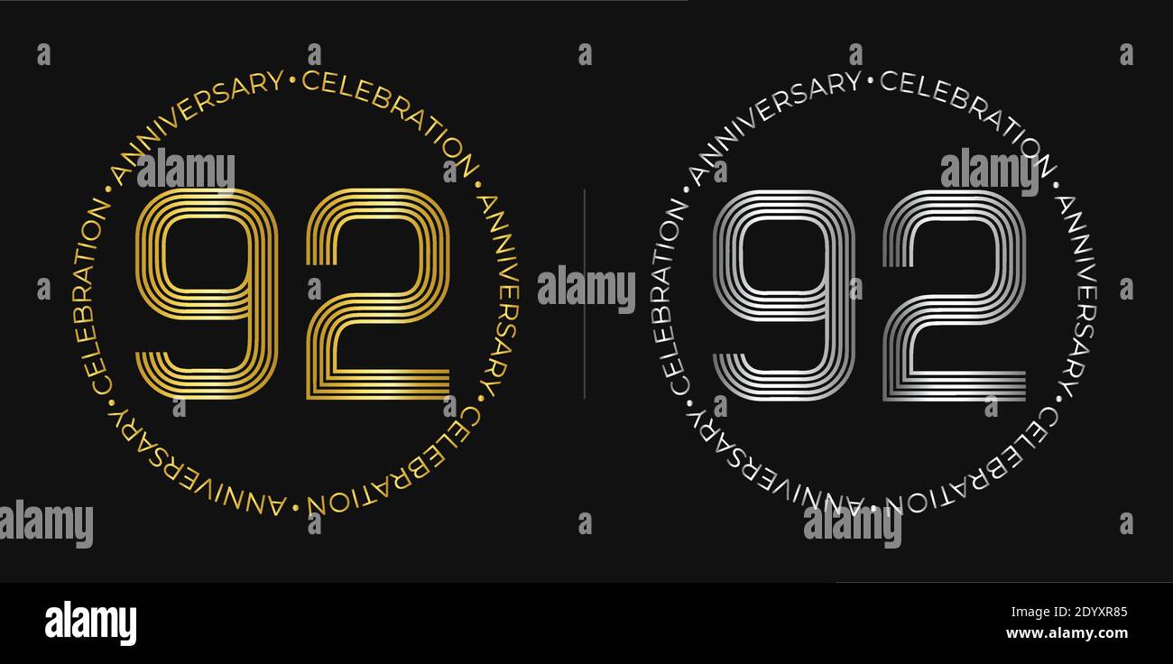 92th birthday. Ninety-two years anniversary celebration banner in ...