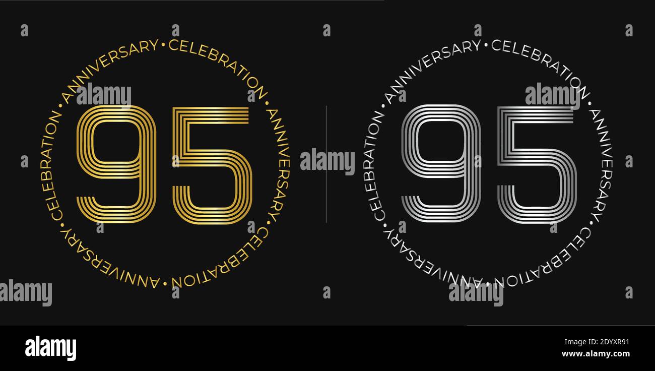 95th birthday. Ninety-five years anniversary celebration banner in ...