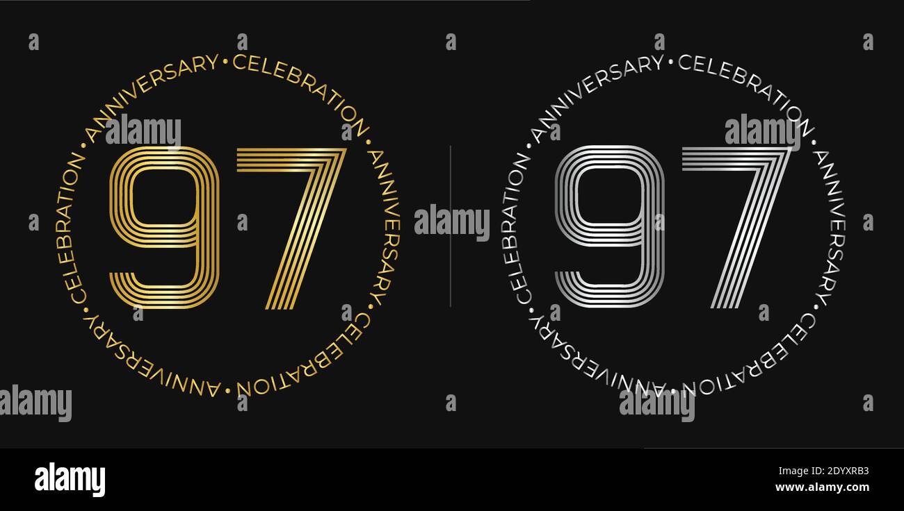 97th birthday. Ninety-seven years anniversary celebration banner in ...