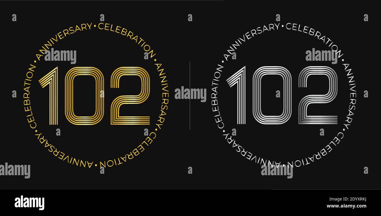 102th birthday. One hundred and two years anniversary celebration ...