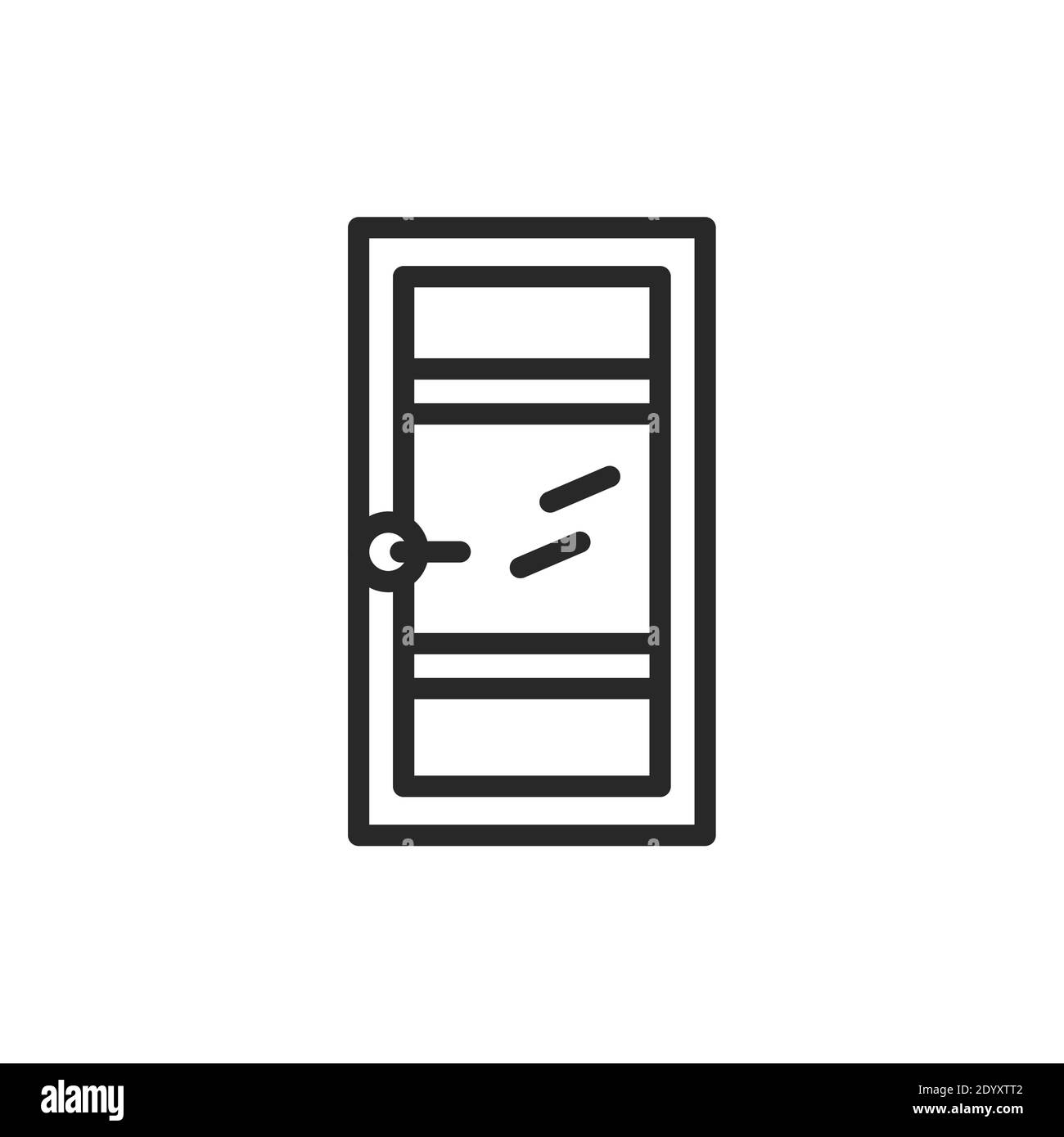 Front view closed interroom door color line icon. Isolated vector ...