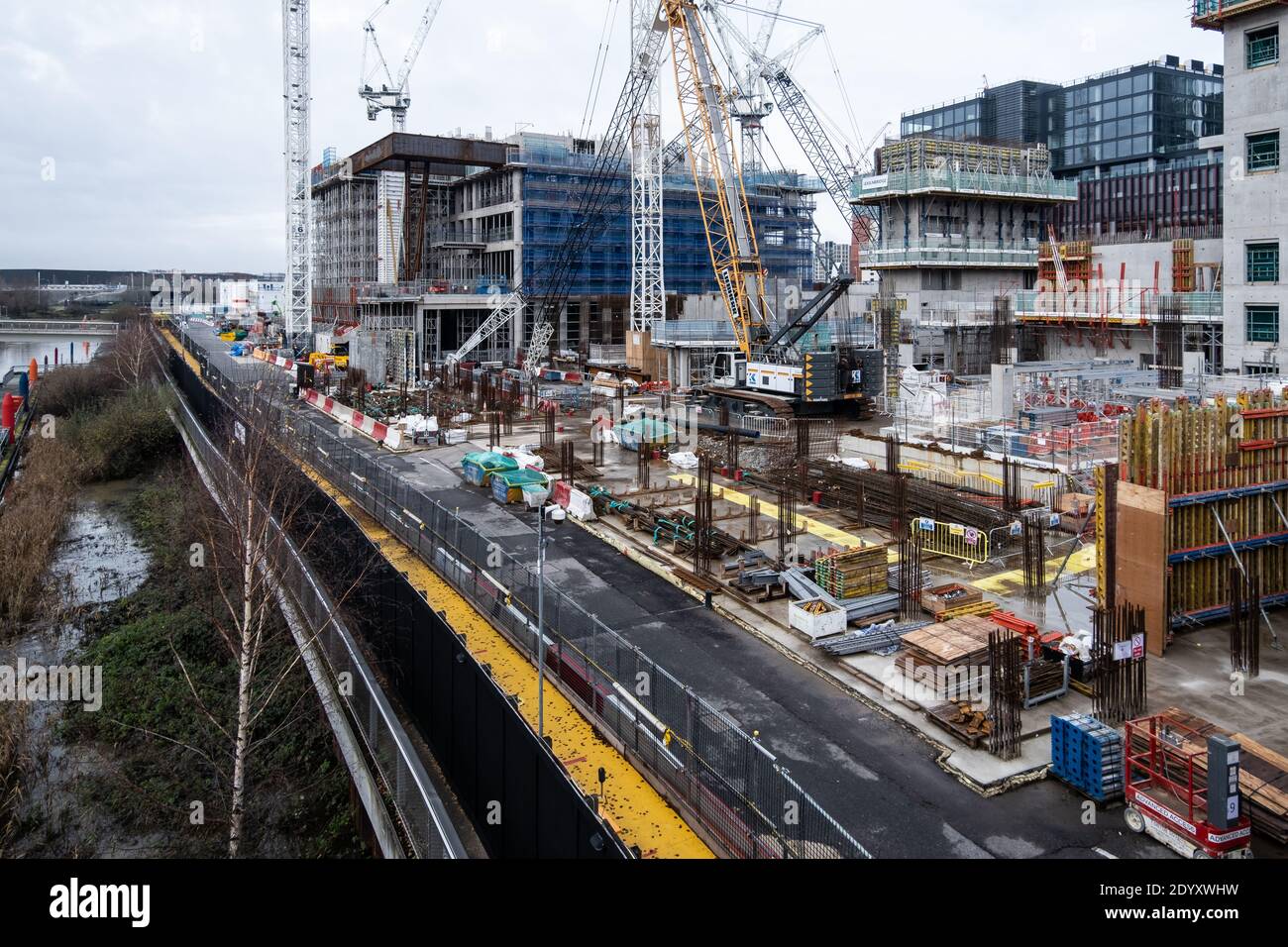 London, UK – December 2020 : construction site of East Bank/ Stratford ...