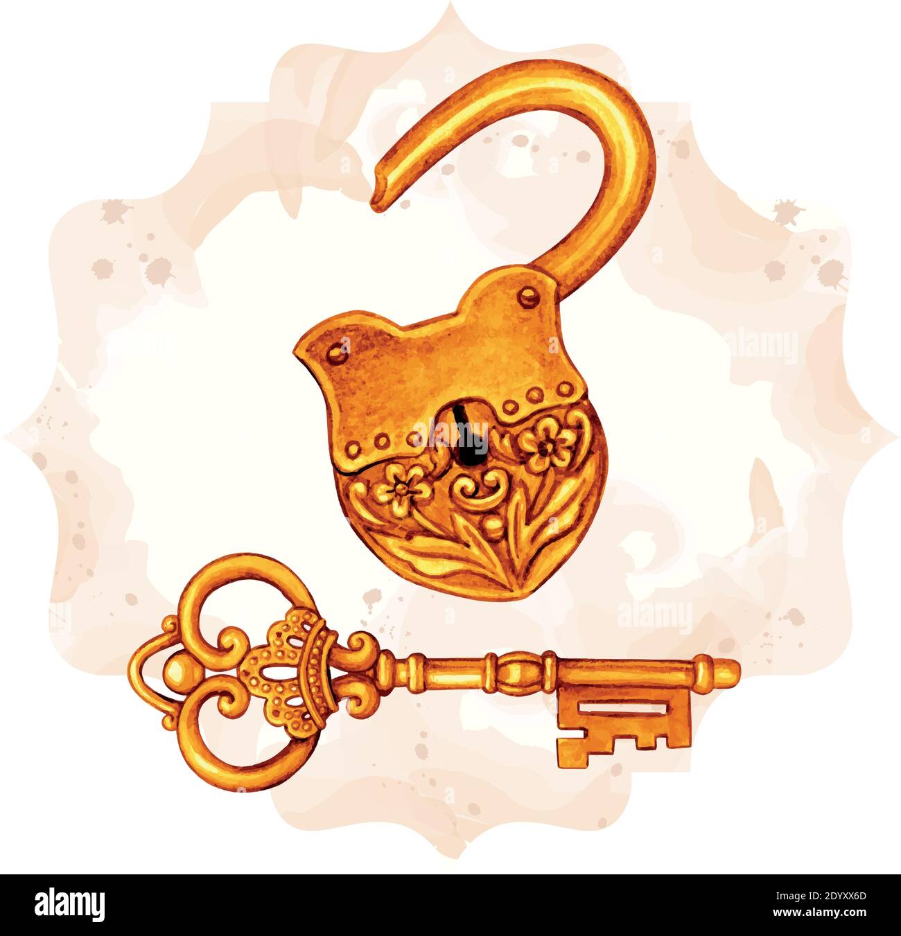Metal fantasy victorian key and open lock Stock Vector Image & Art - Alamy