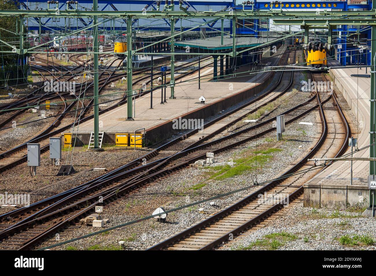 Trainstation with tracks in Groningen, the Netherlands Stock Photo - Alamy