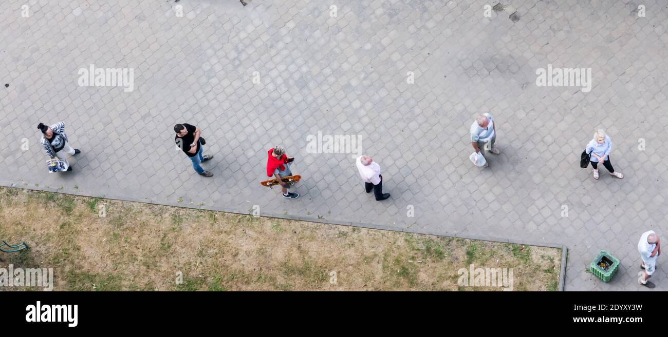 The Architecture backgrounds and objects. Sidewalk. People. View from ...