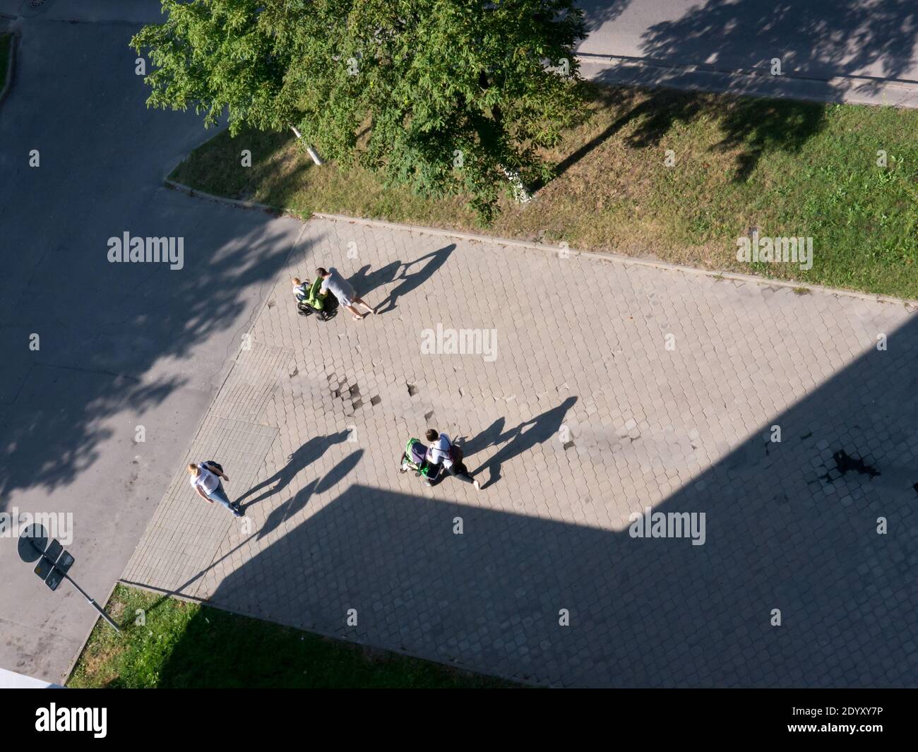 The Architecture backgrounds and objects. Sidewalk. People. View from ...