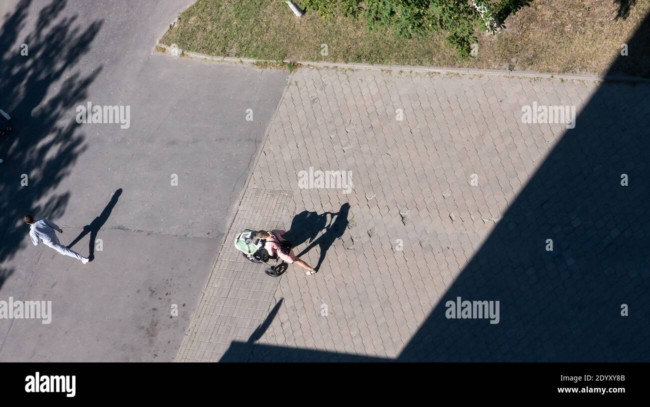 The Architecture backgrounds and objects. Sidewalk. People. View from ...