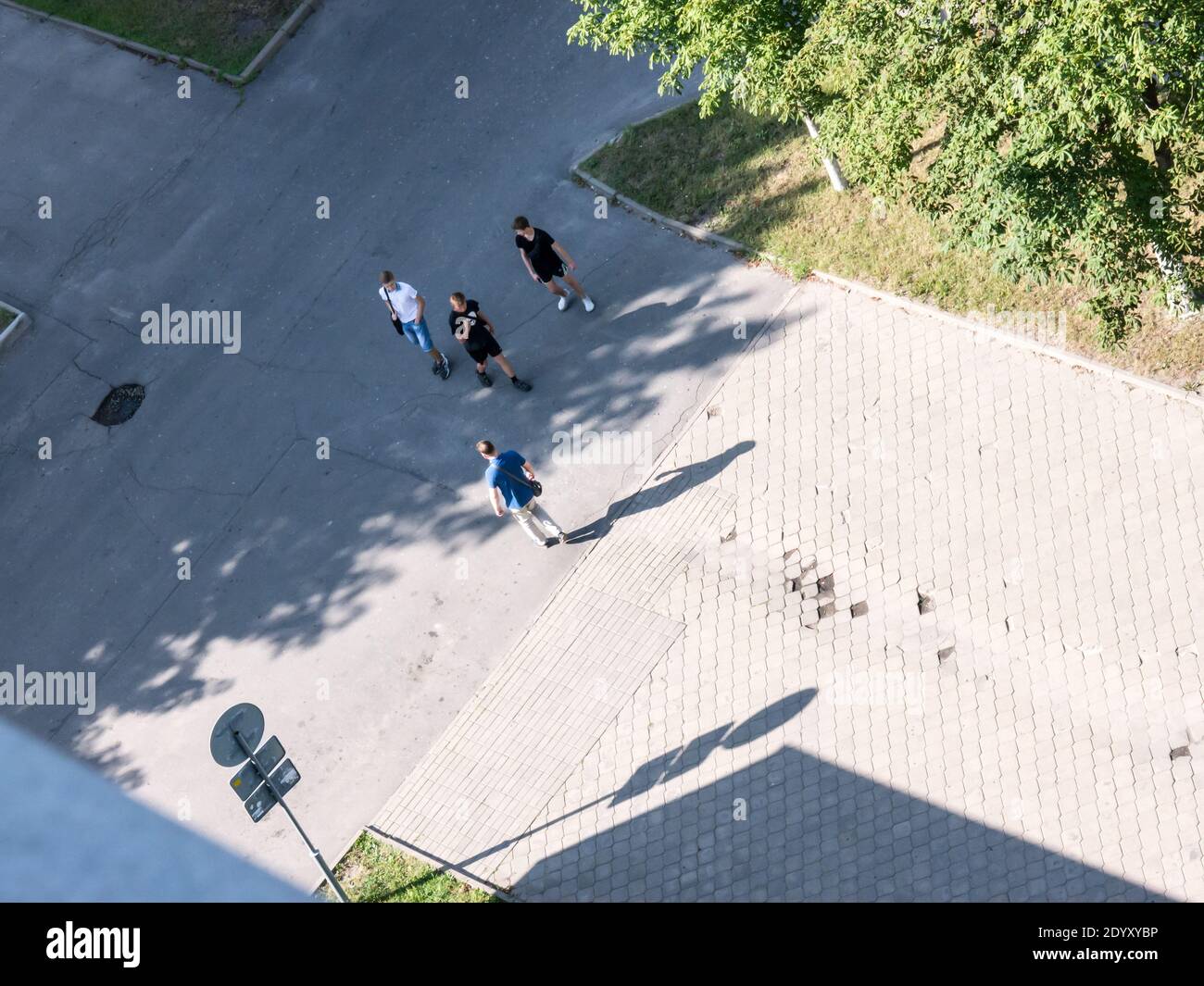 The Architecture backgrounds and objects. Sidewalk. People. View from ...