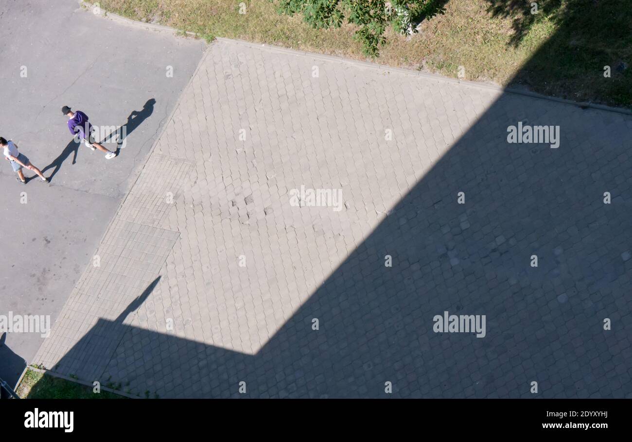 The Architecture backgrounds and objects. Sidewalk. Man. Woman. Girl ...