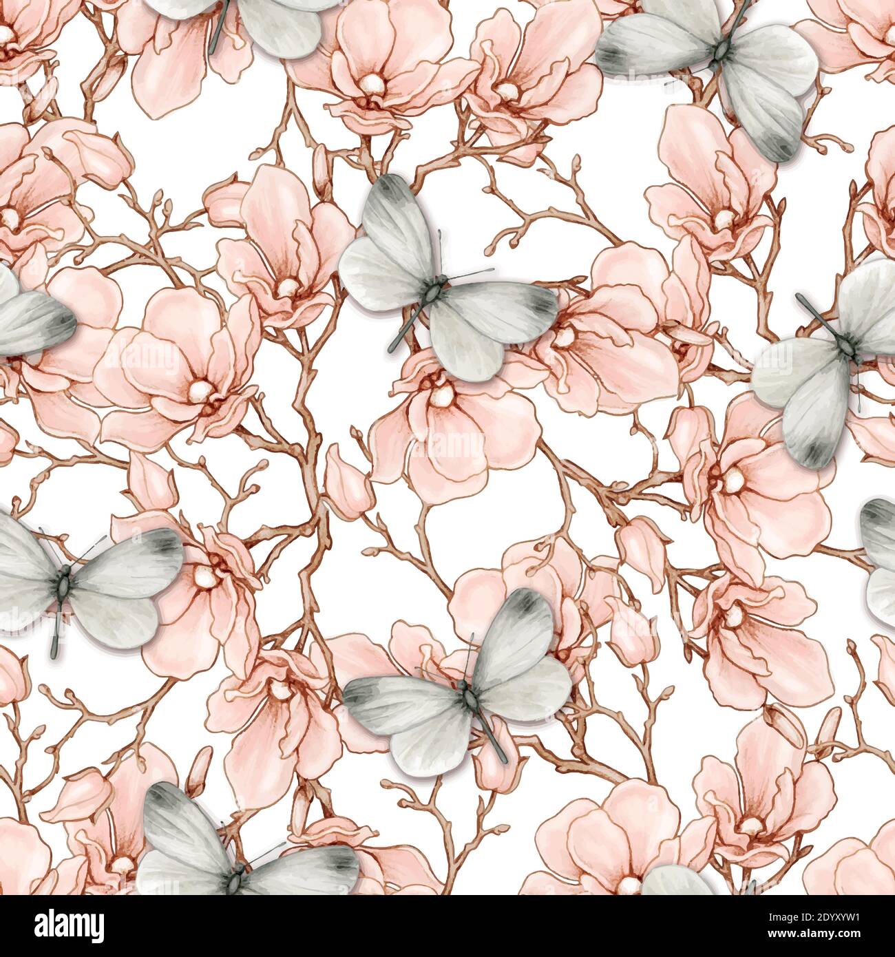 Seamless magnolia pattern hi-res stock photography and images - Alamy