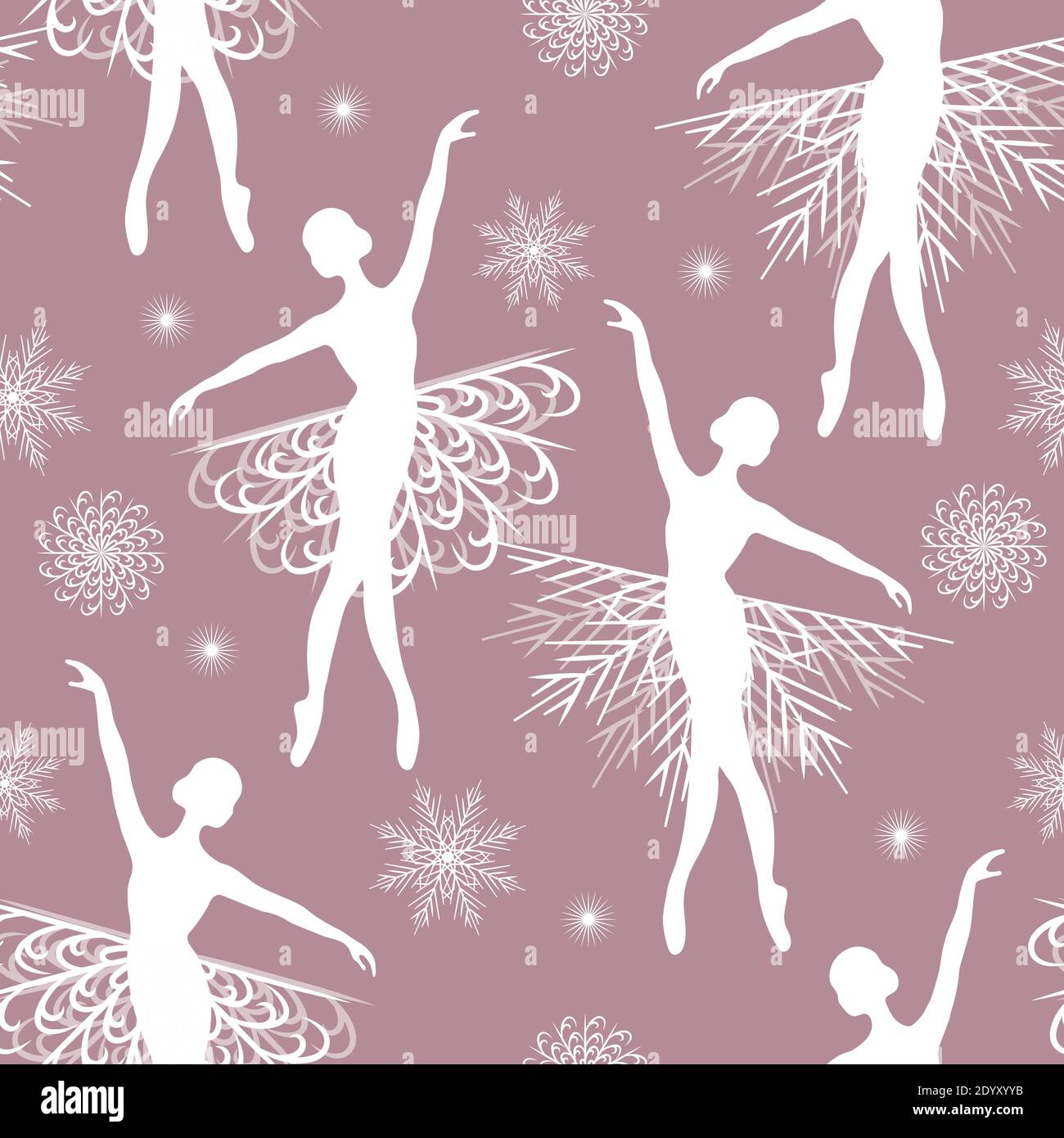Seamless pattern with the ballerina and snowflakes Stock Vector Image ...