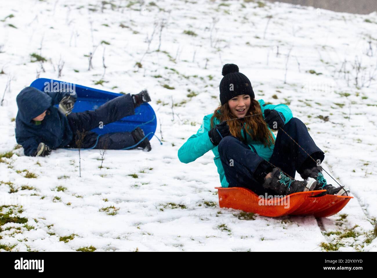 Isabella Monaghan Isaac Monaghan sledging on Divis and Black Mountain ...