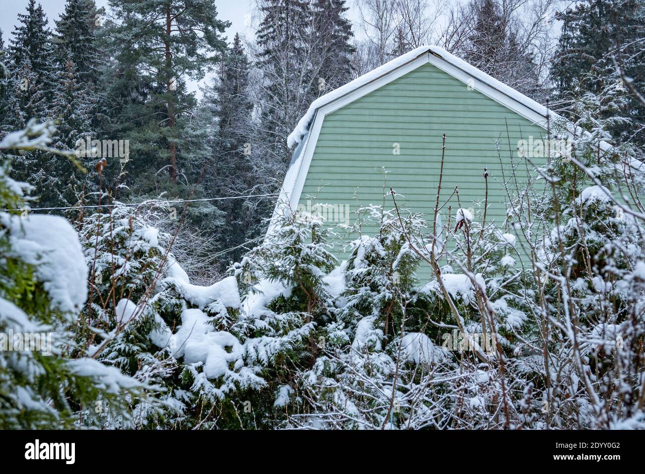 Russia, Moscow Region. Dacha (country house) in winter Stock Photo - Alamy