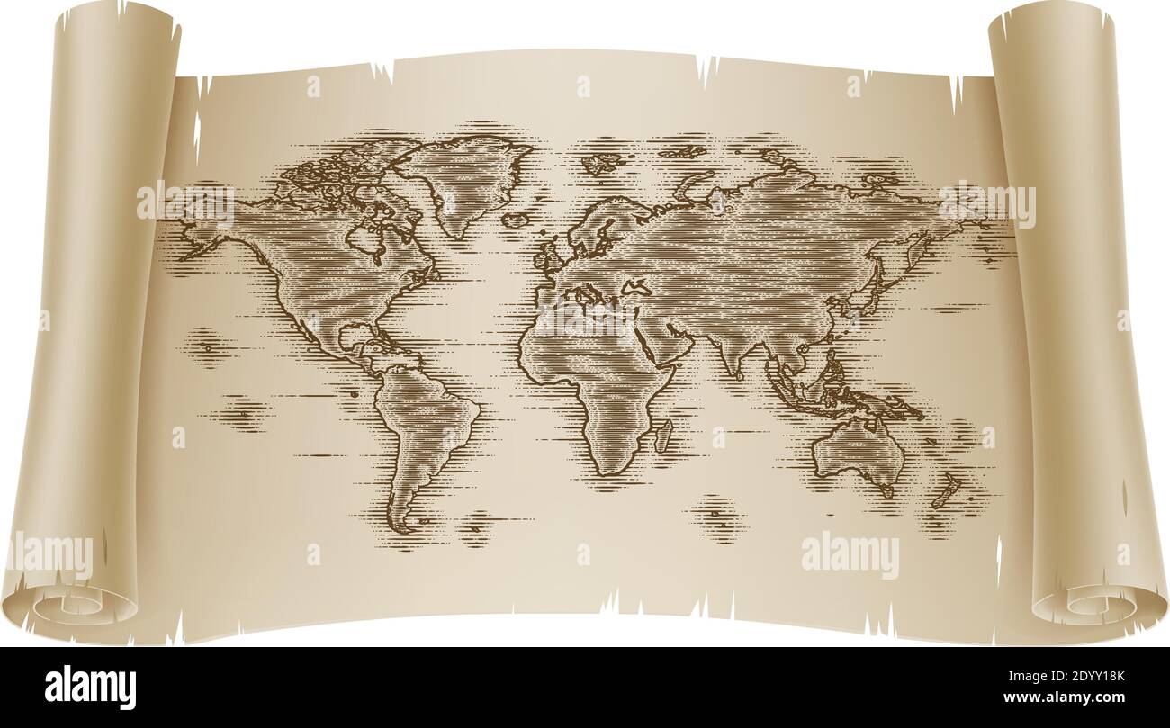 Line drawing world map hi-res stock photography and images - Alamy