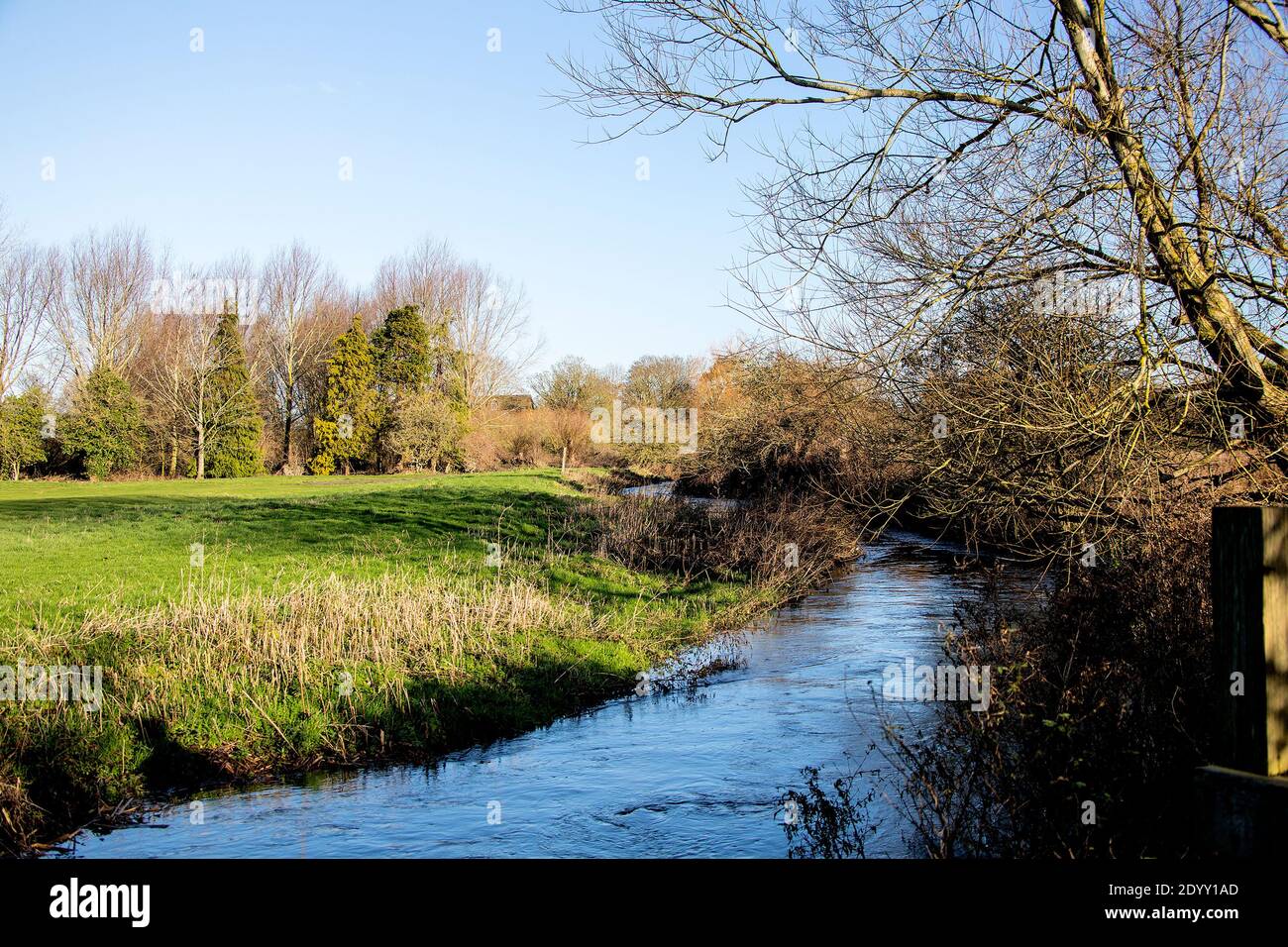 A landscape view of Letcombe Brook, East Hanney, Wantage, Oxfordshire ...