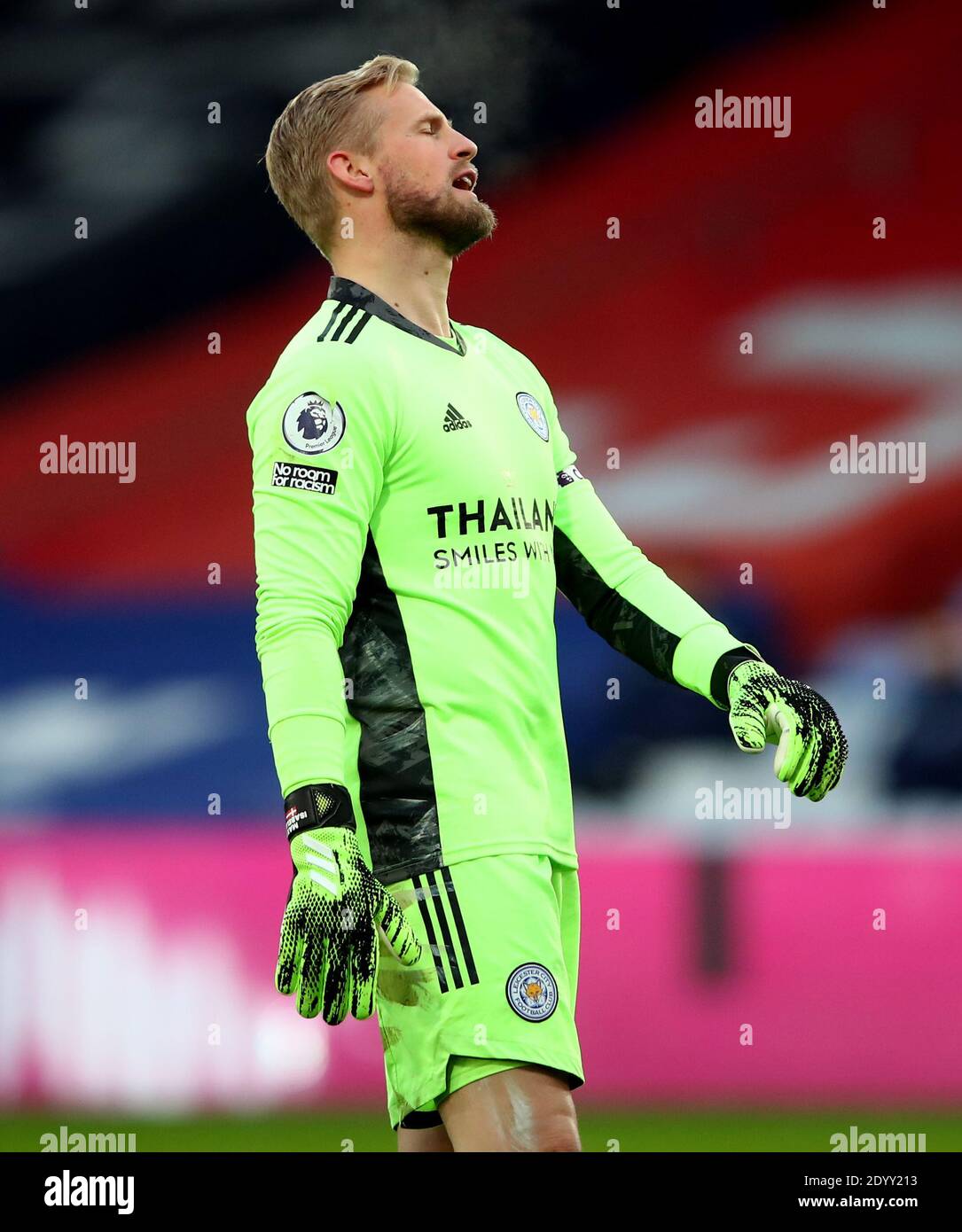 Leicester City goalkeeper Kasper Schmeichel during the Premier League ...