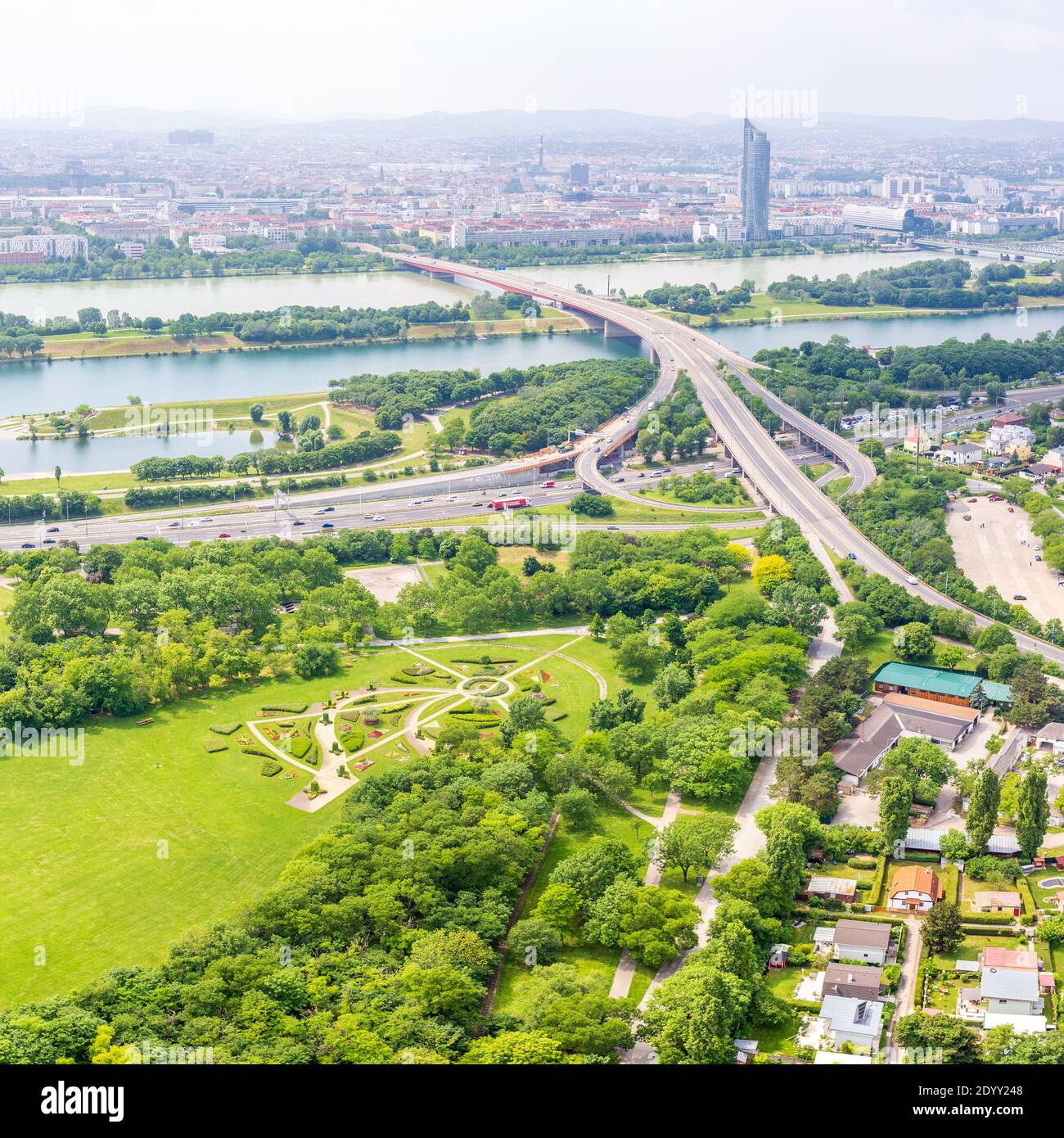 City road junction on Danube river in Vienna Stock Photo - Alamy