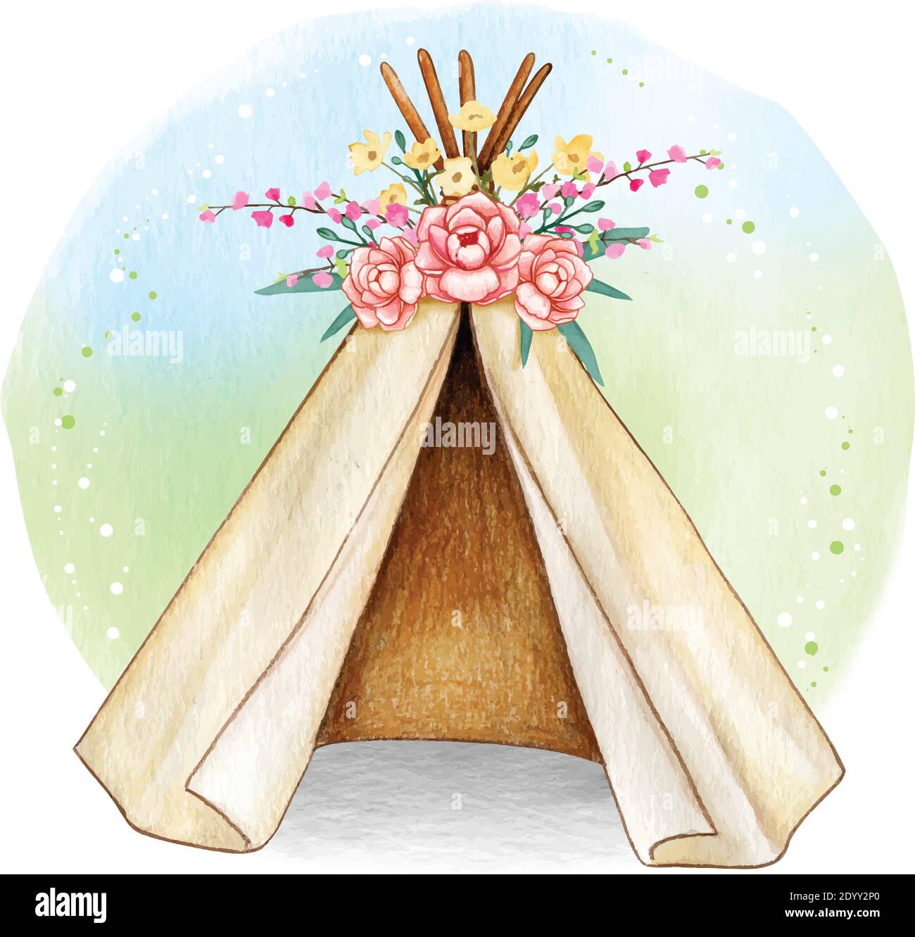 Watercolor boho spring tribal tent Stock Vector Image & Art - Alamy