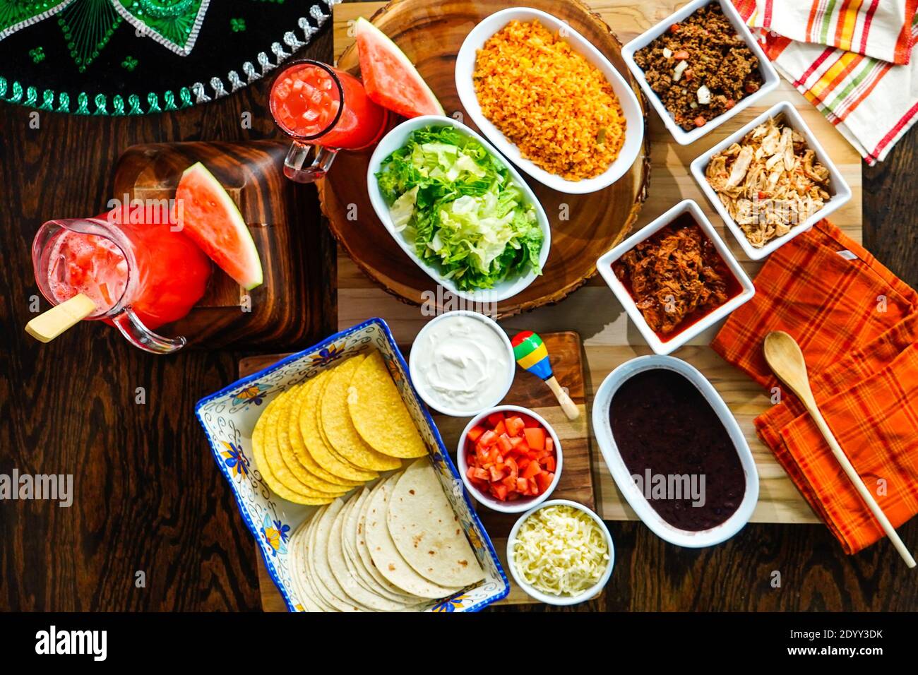 Preperation of fresh spanish mexican food with lots of veggies Stock ...