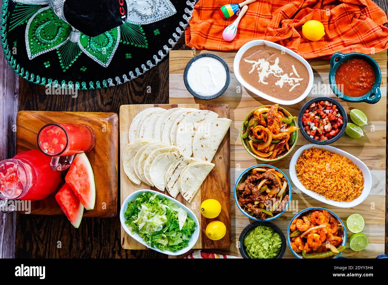 Preperation of fresh spanish mexican food with lots of veggies Stock ...