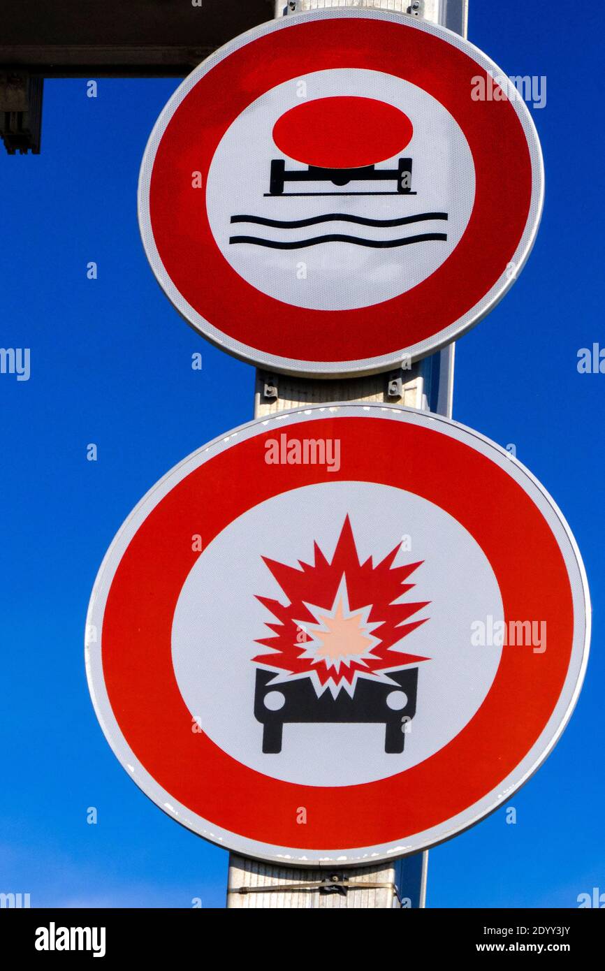 Warning Signs And Explosive High Resolution Stock Photography and ...