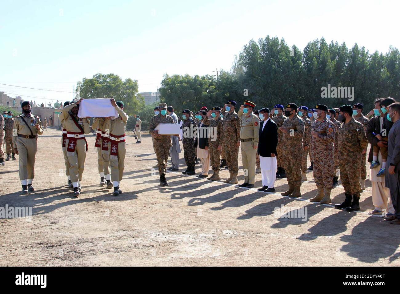 Pakistan Army officers attend funeral prayer of an army soldier Co ...