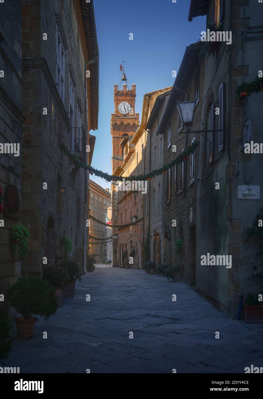 Pienza, Duomo Santa Maria Assunta Cathedral church facade in Tuscany ...