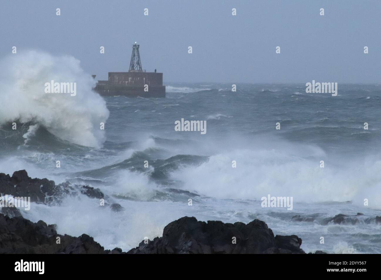 Stormy sea and rocks Stock Photo - Alamy