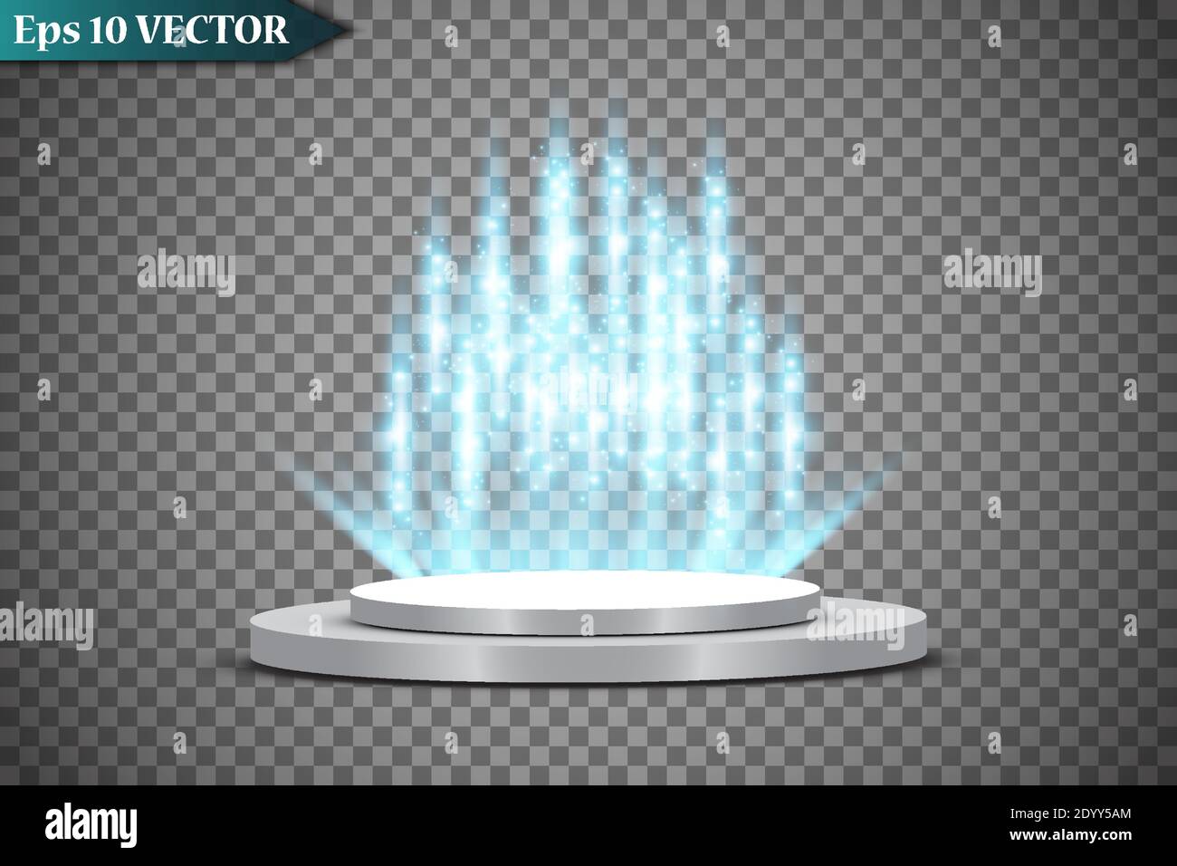 Magic fantasy portal. Futuristic teleport. Light effect. Blue candles ...