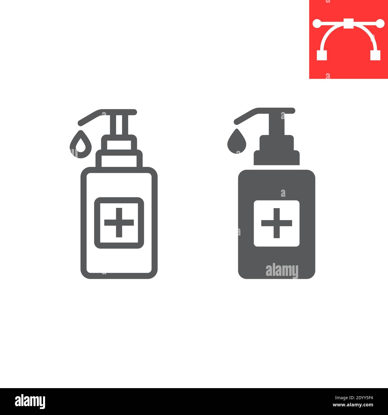 Hand sanitizer line and glyph icon, protection and covid-19, antiseptic ...