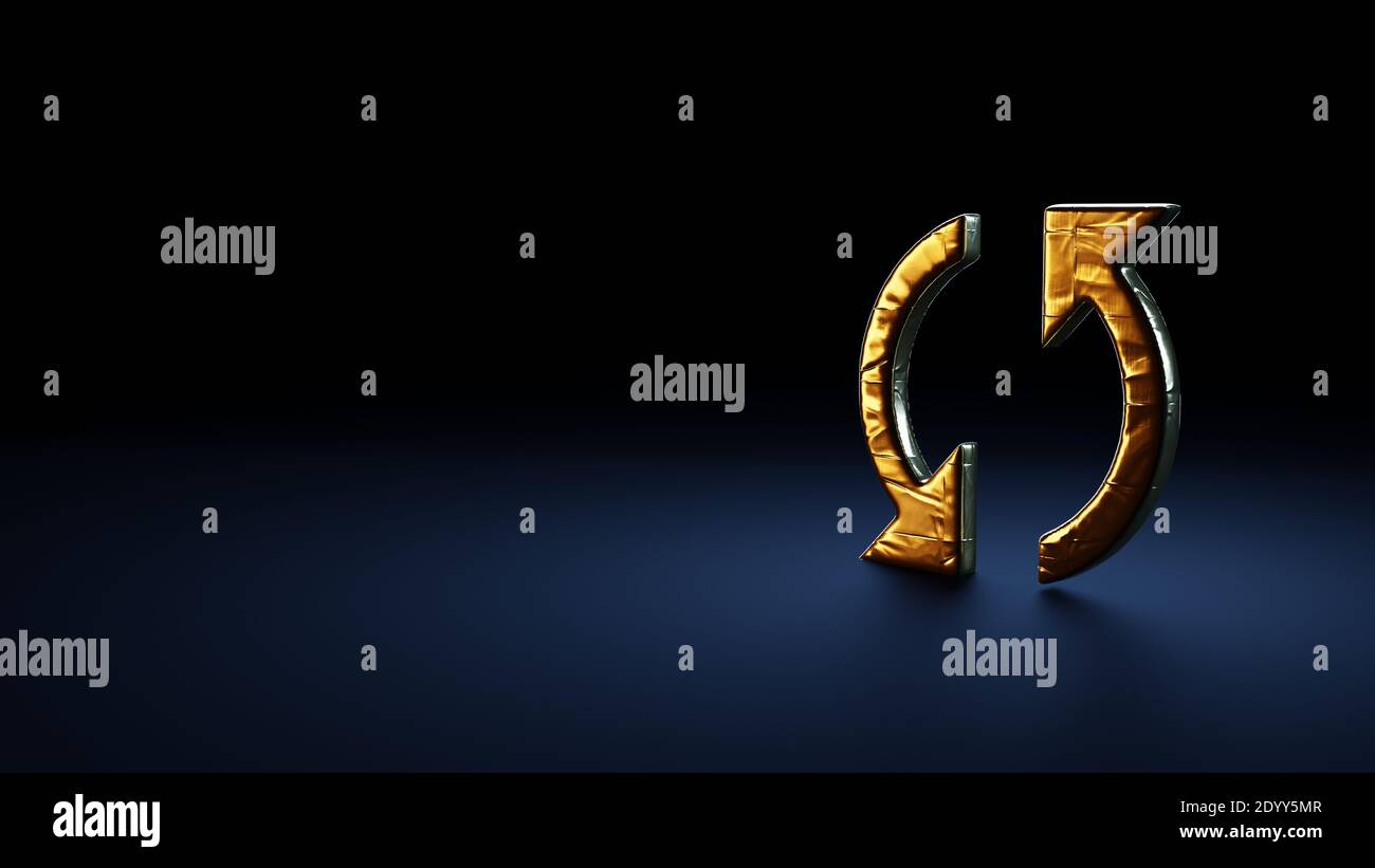 3d rendering clockwise symbol of double refresh arrow wrapped in gold ...