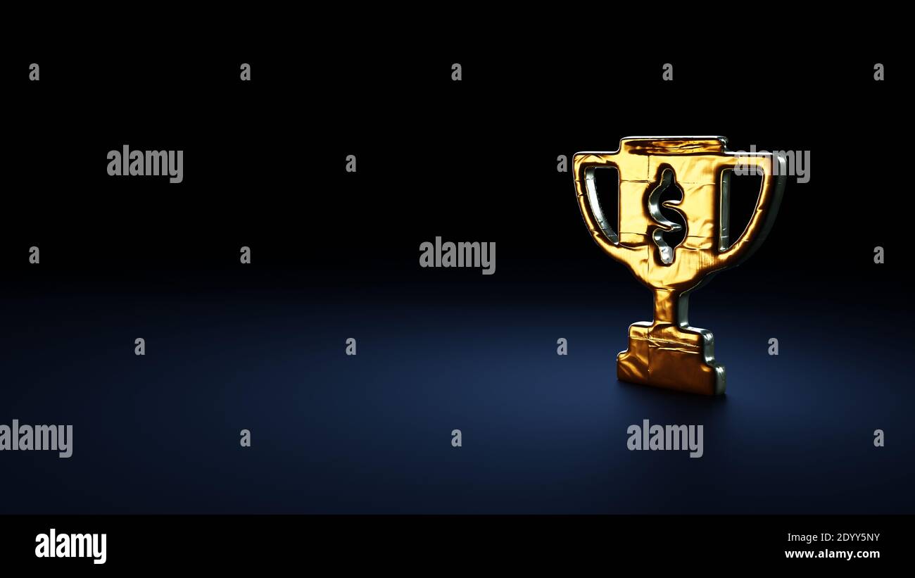 3d rendering symbol of award cup with dollar sign wrapped in gold ...