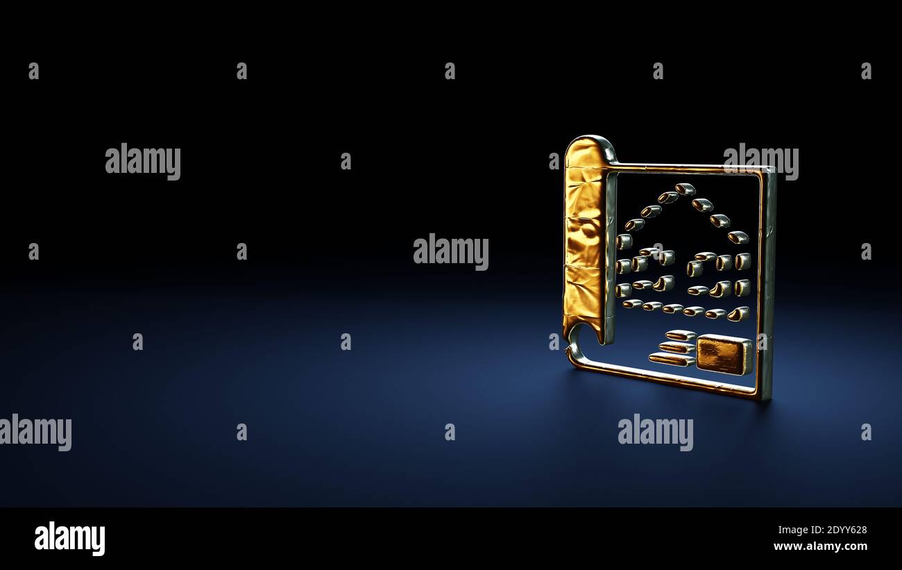 3d rendering symbol of blueprint wrapped in gold thermal foil plate on ...