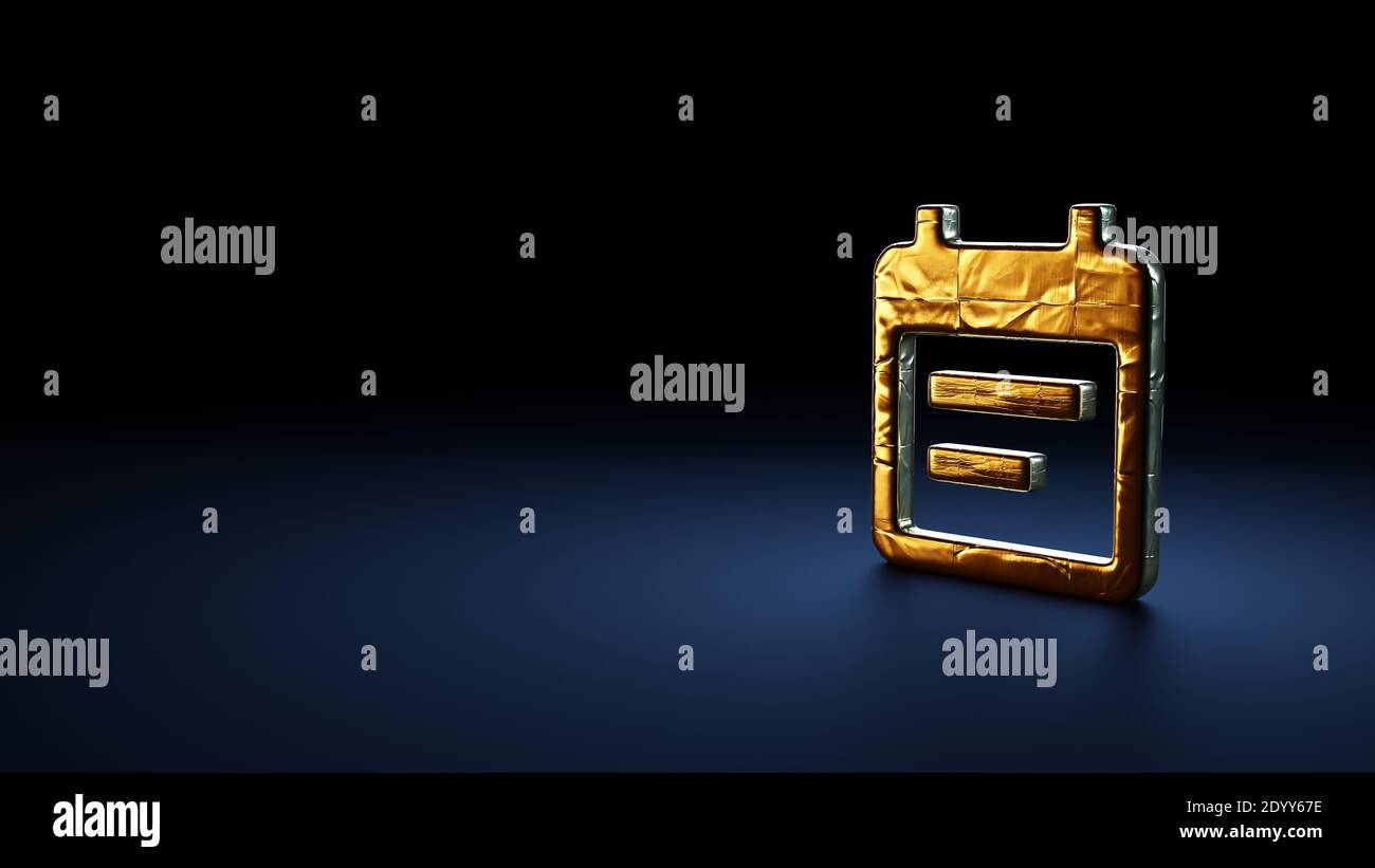 3d rendering symbol of calendar with two lines wrapped in gold thermal ...