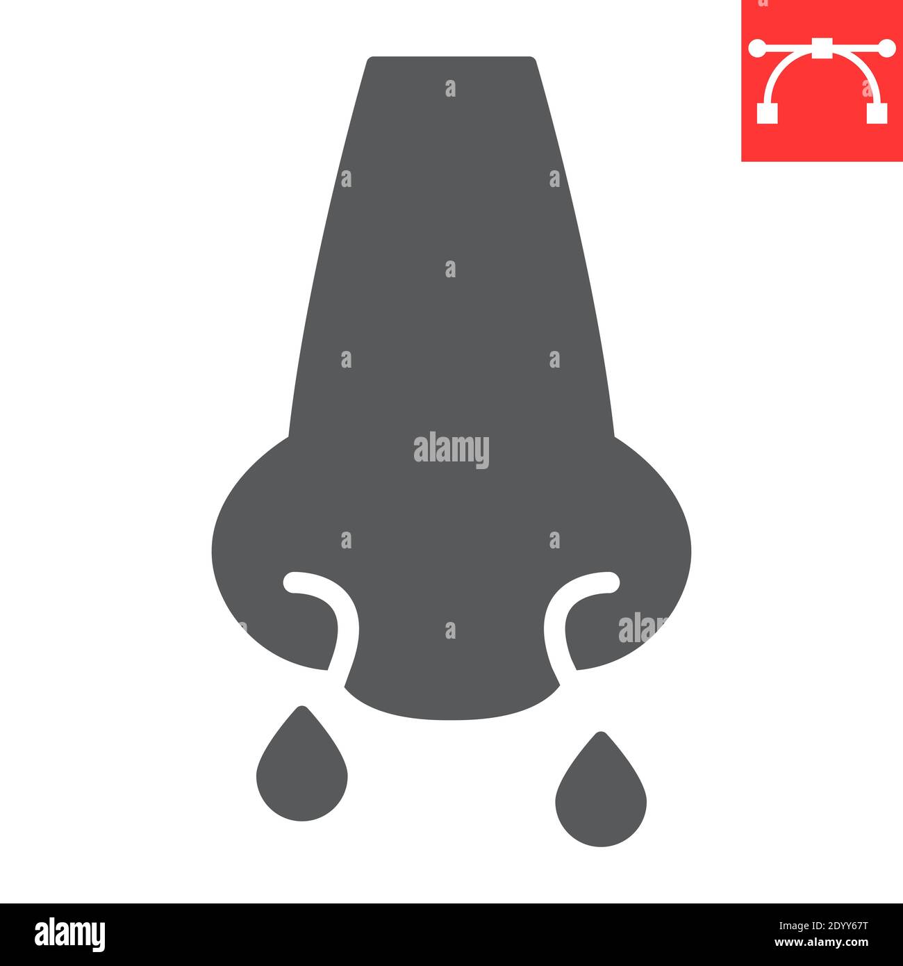 Runny nose glyph icon, coronavirus and allergy, flu sign vector ...