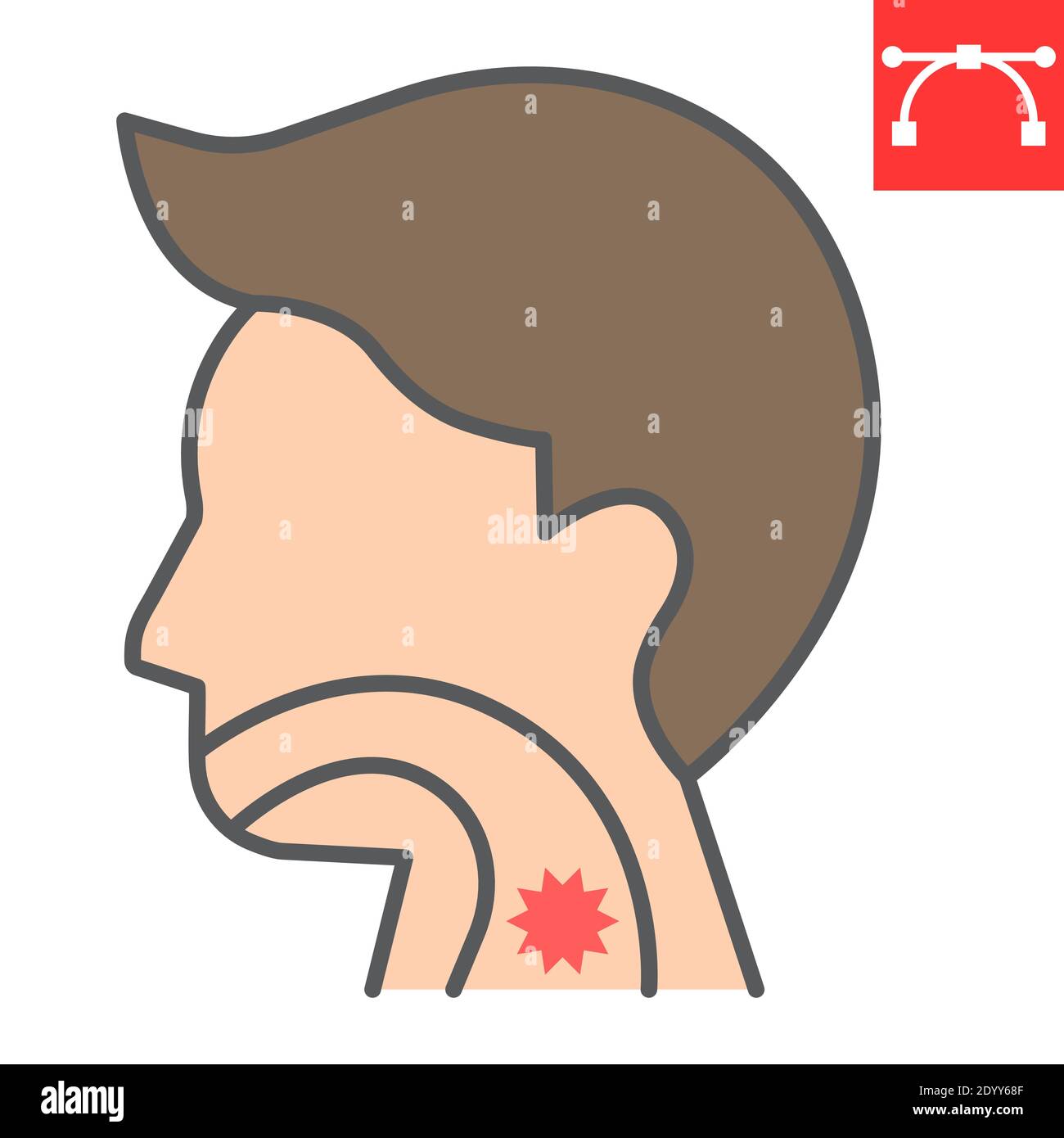 Sore throat color line icon, pain and covid-19, sickness sign vector ...